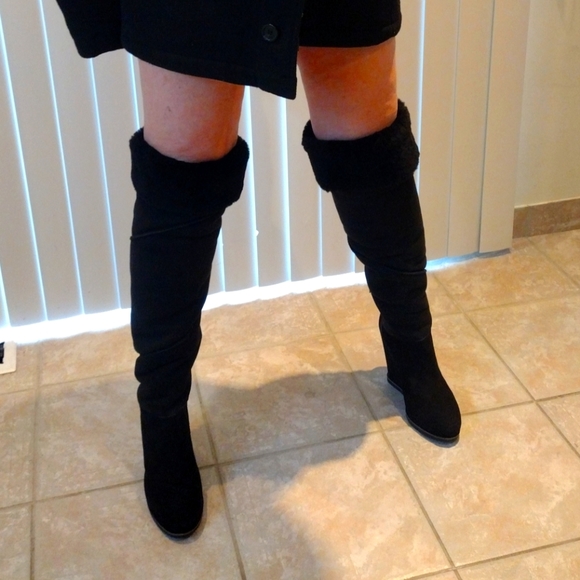 UGG | Shoes | Ugg Classic Mondri Otk Over The Knee Suede Wedge Boots | Poshmark